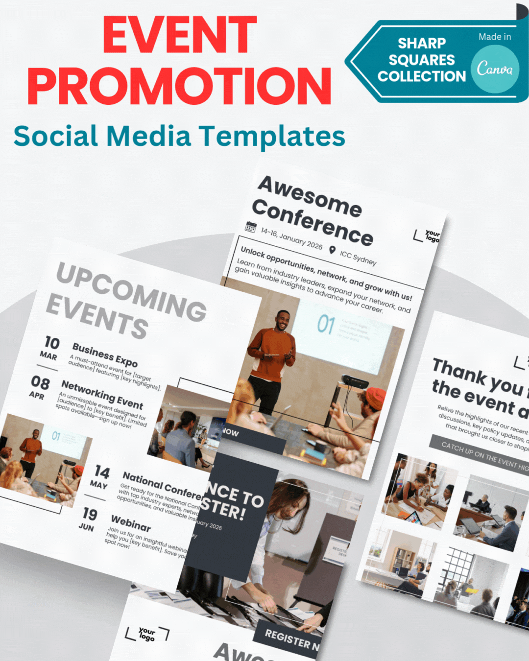 Event Promotion Templates | The Sharp Squares Collection